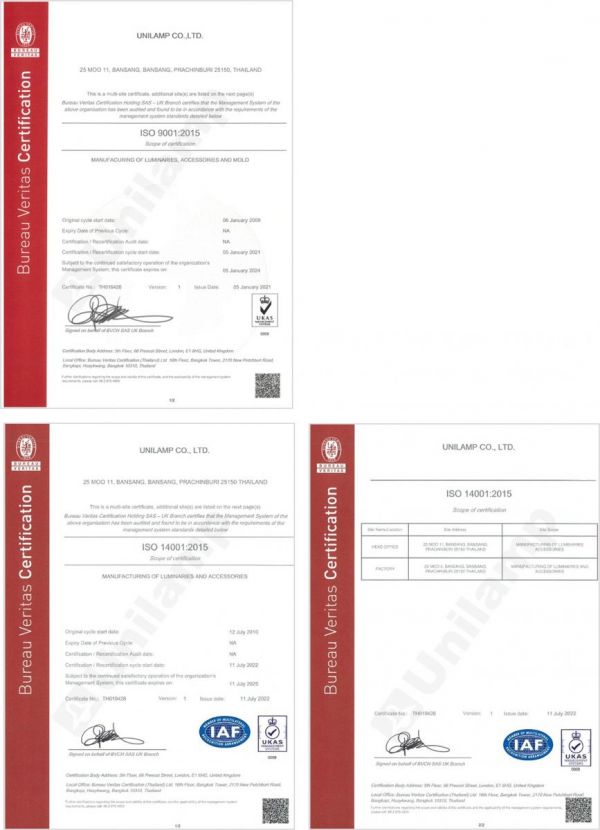 ISO 9001 & 14001 Certification | Unilamp